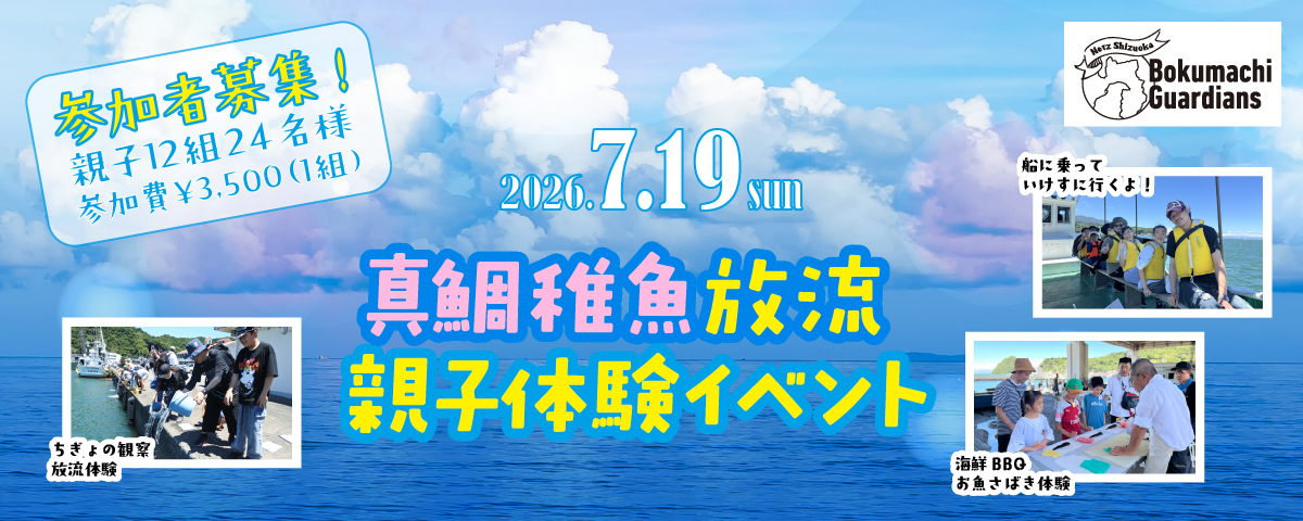 2026年7月19日（日）真鯛稚魚放流親子イベント参加者募集！｜真鯛稚魚放流｜沼津市｜内浦漁港｜漁業振興基金寄付|ボクマチガーディアンズ ...